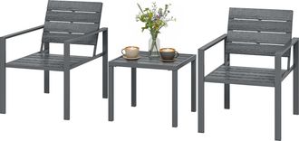 OUTSUNNY Set 3 Pezzi Giardino: Tavolo, Sedie Per 2 Persone