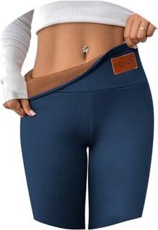 ORANDESIGNE Leggings dhiver pour Femme Thermique Doubl&eacute; en Polaire Pantalon Taille Haute Chaud Extensible Slim Pants &Eacute;pais Stretch Casual Leggings Collant D Bleu 