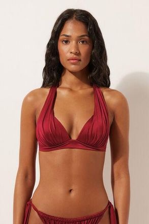 Calzedonia Triangel-bikinioberteil Mit Abgestufter Wattierung Shiny Satin Rot