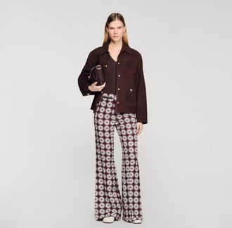 Sandro Flie&szlig;ende Hose mit Blumendruck