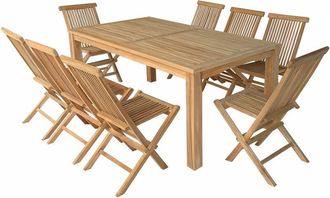 Happy Garden Salon de jardin en teck JAVA - table rectangulaire et chaises pliantes - 8 places