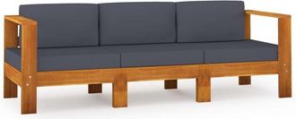 vidaXL Vidaxl - 3-Sitzer-Gartensofa mit Dunkelgrauen Auflagen Massivholz Akazie