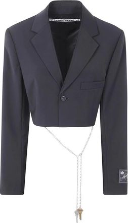 Alexander Wang Femme, Vestes, Noir, Taille: 36 FR Blazer Court avec D&eacute;tail de Cha&icirc;ne