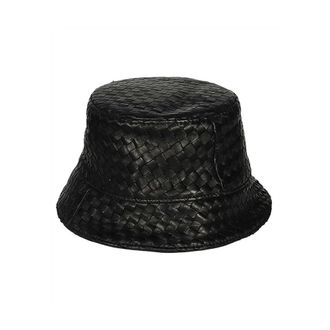 Bottega Veneta Homme, Accessoires, Noir, Taille: ONE Size Intrecciato Leather Bucket Hat