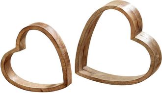 Boltze Boltze Deko-Herz 2er Set Mangoholz. rustikal. 28cm braun