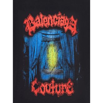 Balenciaga Mens T-Shirt Printed Detail Black Cotton T-Shirts And Polos