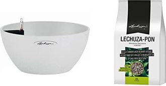 Lechuza CUBETO Stone 40 quarzweiß 13847 & PON 3L Pflanzsubstrat, Neutral
