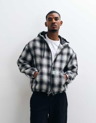 HUF Durango Kapuzen-Arbeitsjacke in Schwarz kariert-Multi