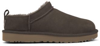 UGG Womens Slip-On Mini Shoes Dense Smoke Leather Slippers Flat