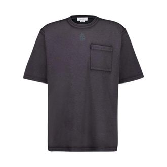 Alexander McQueen Schwarzes T-Shirt mit gesticktem Sch&auml;del - - Tops - Herren - Schwarzk - S
