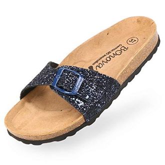 Bonova Tenerife Mules pour femme, en 10 couleurs, avec semelle int&eacute;rieure en li&egrave;ge, sandales confortables pour se sentir &agrave; laise, fabriqu&eacute;es dans lUE, Bleu p