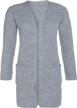 Knit Factory Luna Strickjacke - Mittellange Damen Strickjacken mit Taschen - Cardigan mit Wolle - Grobstrickjacke - Hochwertige Qualit&auml;t - Grau - 40/42
