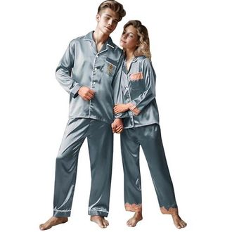 Generic V&ecirc;tements de nuit pour couples de Saint-Valentin 2026 en soie et mat&eacute;riau Coolmax pour une vie d&eacute;contract&eacute;e &agrave; la maison : dormir ou se d&eacute;tendre, Vert,