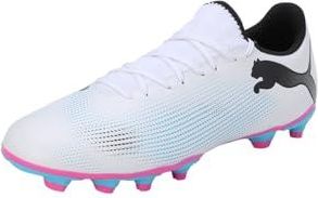 Puma Puma Men Future 7 Play Fg/Ag Soccer Shoes, Puma White-Puma Black-Poison Pink, 44.5 EU