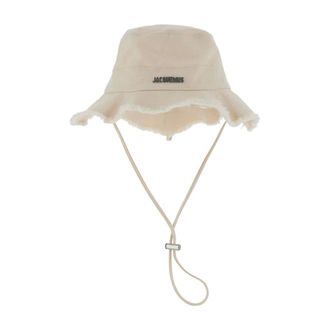 Jacquemus Homme, Accessoires, Blanc, Taille: 62 CM Fisherman Hat with Logo Detail