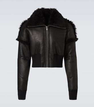 Rick Owens Lederjacke Dracucollar aus Leder mit Shaerling