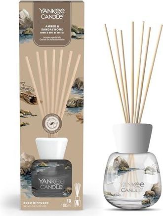 Yankee Candle Company Signature Diffusor mit Rattanstäbchen | Amber & Sandalwood | 100ml | bis zu 10 Wochen Duft | Recycelbare Verpackung | Perfekte Geschenke für Frauen