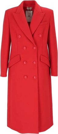 Elisabetta Franchi Doppelreihiger Kreppmantel - - Coats - Damen - Rot - M