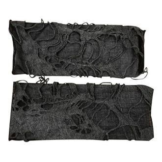 Milisten Moufles sans Doigts Noirs Punk Unisexes en Tissu Élastique Taille Unique Moufles de Danse de Rue et Cosplay pour Fête Soirée et Spectacle Accessoires 