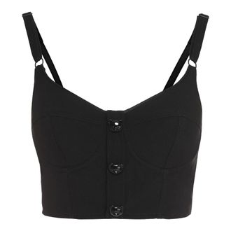 Moschino Femme, Tops, Noir, Taille: 36 FR Crop Top boutonné