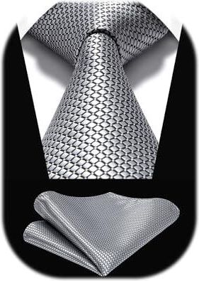 Hisdern Cravate Homme Gris Clair Élégante Formelle Classique Cravate et Pochette en Soie Mariage dAffaires Fete Couleur Unie Cravates pour Hommes