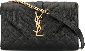 Saint Laurent Kleine Envelope Schultertasche - Schwarz