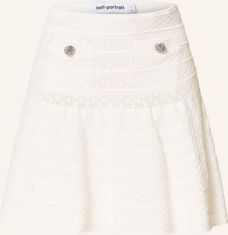 Self Portrait Self-Portrait Strickrock Mit Schmucksteinen weiss