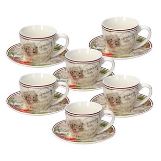 Tognana Sinfonia, Verpackung mit 6 Kaffeetassen und Unterteller 80 cc, New Bone China, bunt
