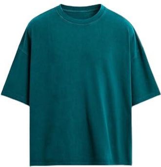 Generico Boxy Fit - T-Shirt Over Made in Italy pour homme | Coton peigné 180 g anti-boulochage | Tour dépaule glissée | Unisexe Streetwear Casual, Sarcelle, Sm