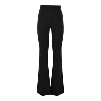 Elisabetta Franchi Femme, Pantalons, Noir, Taille: 40 FR Pantalon Palazzo avec Charmes