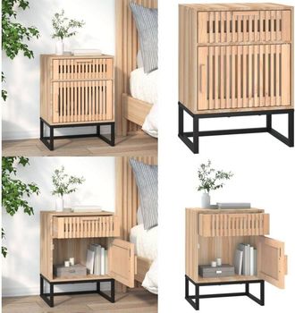 vidaXL Table de chevet 40x30x55,5 cm bois dingénierie et fer - Meuble De Chambre - Table De Chevet - Meuble Scandinave - Rangement Intérieur - Commode