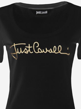 Just Cavalli Womens T-Shirt Stretch Cotton Black T-Shirts & Jerseys