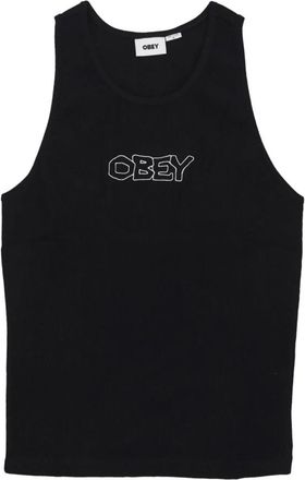 Obey Schwarzes geripptes Tanktop - - Tops - Herren - Schwarzk - L