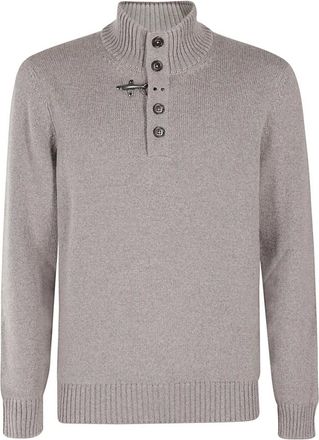 Fay Homme, Pulls, Gris, Taille: S Pull Ras du Cou &agrave; Col Montant