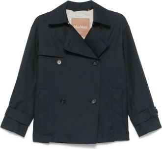 Max Mara Femme, Manteaux, Bleu, Taille: 40 FR Manteau bleu &agrave; double boutonnage avec rabat coupe-vent