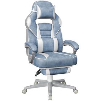 Songmics Bürostuhl, Schreibtischstuhl, ausziehbare Fußstütze, Kopfkissen, Lendenkissen, höhenverstellbar, ergonomisch, neigbare Rückenlehne, bis 150 kg belastb