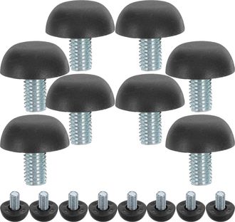 SOLUSTRE 16 St&uuml;ck Verstellbare M&ouml;belf&uuml;&szlig;e mit M8 Gewinde rutschfeste Schwarze Gummipads f&uuml;r Tische St&uuml;hle Schr&auml;nke und Sofas Bodenschoner f&uuml;r Empfindliche B&ouml;den