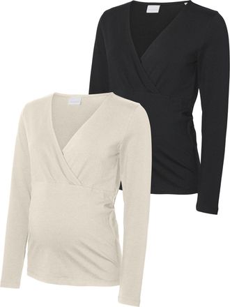 Mama Licious Damen Mlkerrie Tess Ls JRS Top 2-P Noos, Birch, Medium