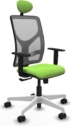 Piqueras y Crespo Computerstuhl mit 1D-Armlehnen, h&ouml;henverstellbarer Lendenwirbelst&uuml;tze und festem Kopfteil, ausgestattet mit 3 Positionen und Schneidschaum, Grau/Pista