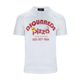 Dsquared2 Herren Grafik Baumwoll T-Shirt - - Tops - Herren - Wei&szlig; - S