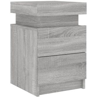 vidaXL Table de chevet avec lumi&egrave;res led sonoma gris 35x39x55 cm - Vidaxl
