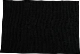 MSV Badteppich Badvorleger Duschvorleger Chenille Hochflor Badematte 60x90 cm - Schwarz
