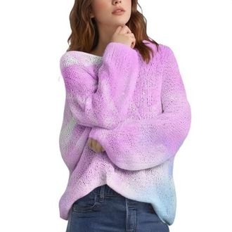 Generic Pull pour femme - Imprim&eacute; artistique - Col rond - Tendance - Manches longues - Doux et confortable - Haut d&eacute;contract&eacute; pour lhiver - Chaud - Superposit