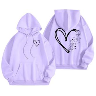 Generic Sweat &agrave; capuche imprim&eacute; unisexe pour la Saint-Valentin 2026, violet, XXL