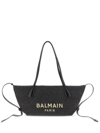 Balmain sac cabas Track en raphia - Noir