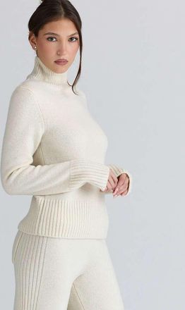 House of CB Skye - Pull col roul&eacute; en laine m&eacute;rinos - Ivoire-Blanc