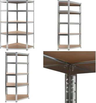 vidaXL Eckregal mit 5 Böden Silbern Stahl & Holzwerkstoff - Eckregal - Industrielles Regal - Metallregal - Lagerschrank - Werkzeugschrank - Home & Living