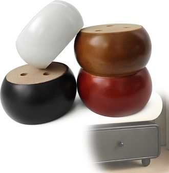 Generic Runde Sofa Schreibtischbeine Aus Massivholz, Mit Rutschfesten Schraubf&uuml;&szlig;en, 4er-Set Ersatz-M&ouml;belbeine F&uuml;r St&uuml;hle, Schr&auml;nke Und Tische(Schwarz,5 * 10cm