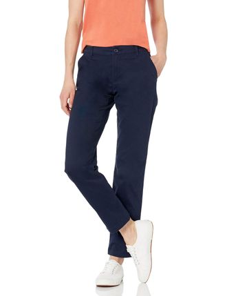 Amazon Essentials Damen Chinohose aus Stretch-Twill mit kurvigem, geradem Schnitt, Marineblau, 40