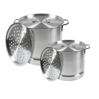 Imusa Aluminium-Dampfgarer, 2-teiliges Set, 32 Qt und 10 Qt, Silber